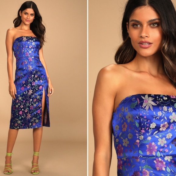 Lulus | Dresses | Lulus Floral Sexy Chic Satin Wedding Formal Event ...